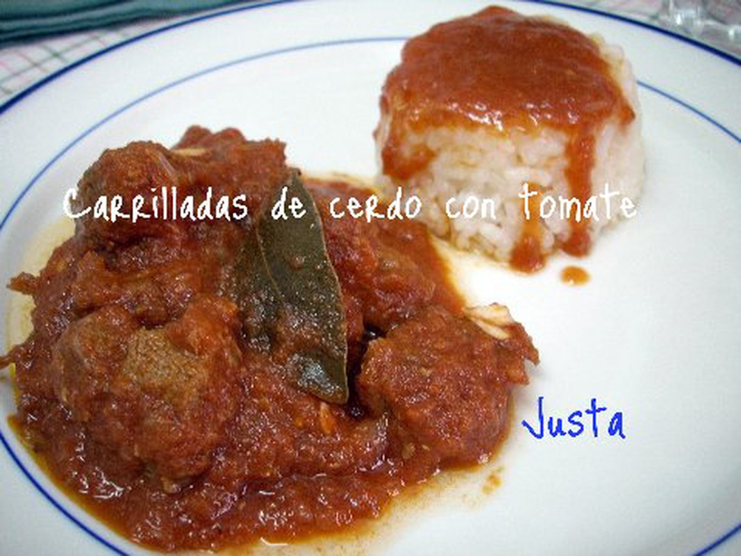 Recetario de Justa: CARRILLADAS DE CERDO CON TOMATE Y GUARNICIÓN DE ...